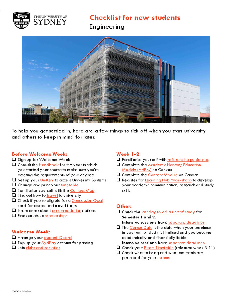 New Student Checklist Engineering | PDF