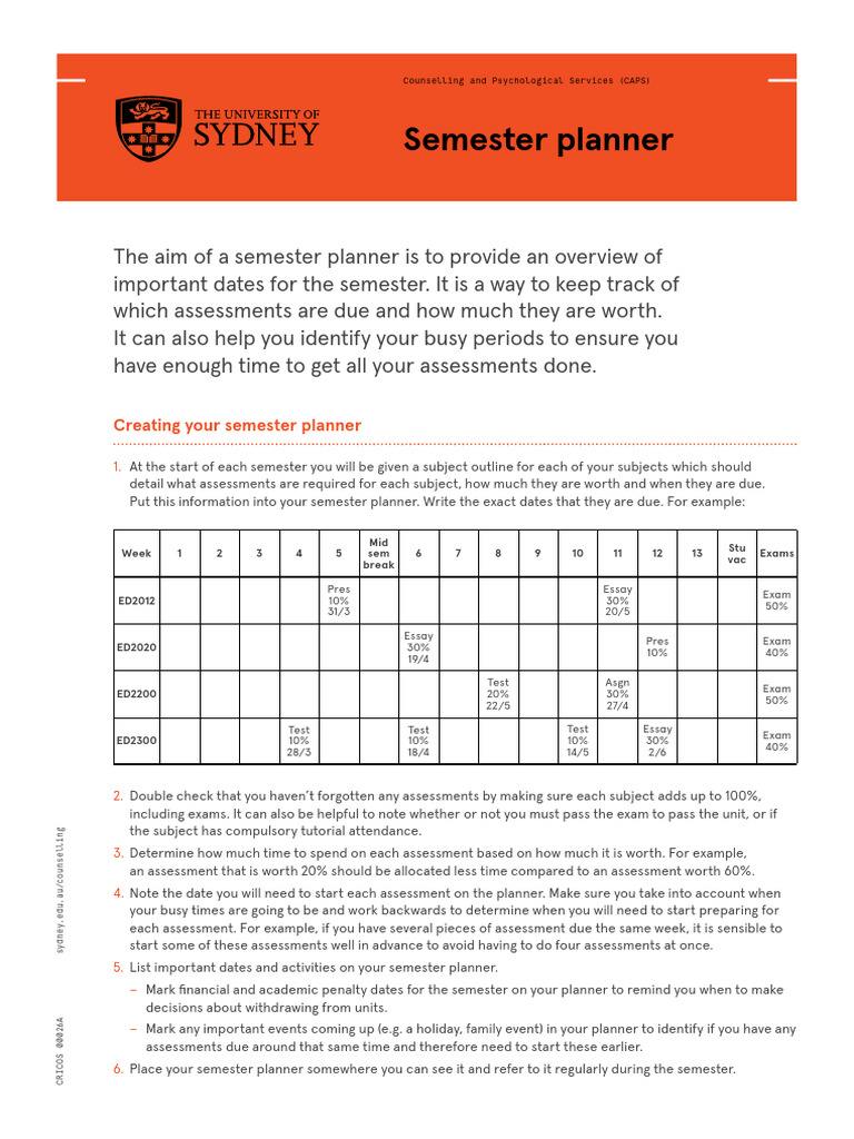 semester-planner | PDF | Academic Term