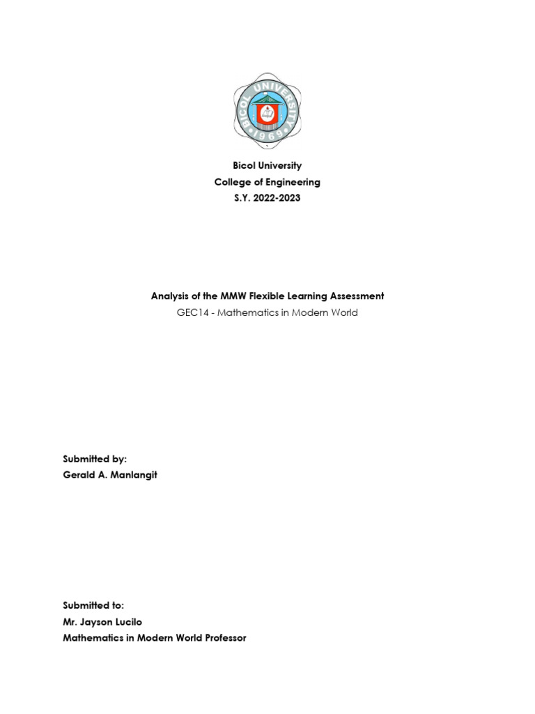 MMW BSEE1A Manlangit Final Exam | PDF | Learning | Cognition