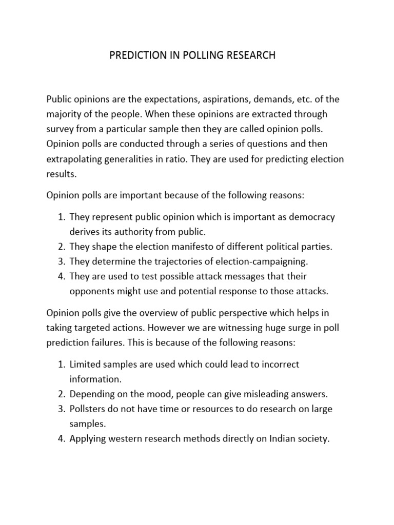 Prediction in Polling Research | PDF