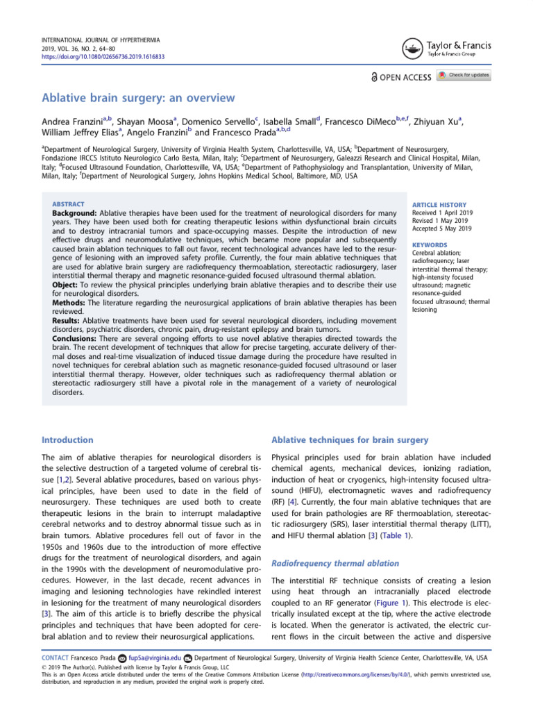 Ablative Brain Surgery An Overview | PDF | Obsessive–Compulsive ...
