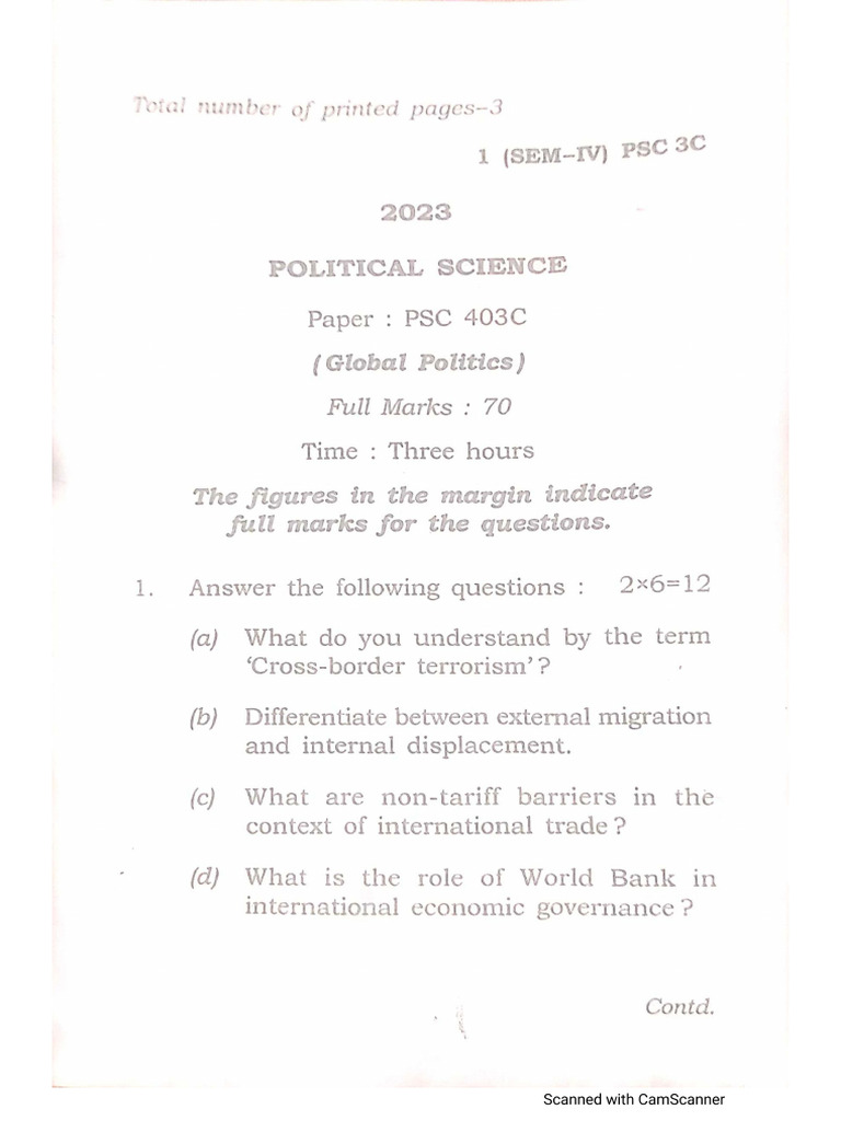 PSC403C END SEM | PDF