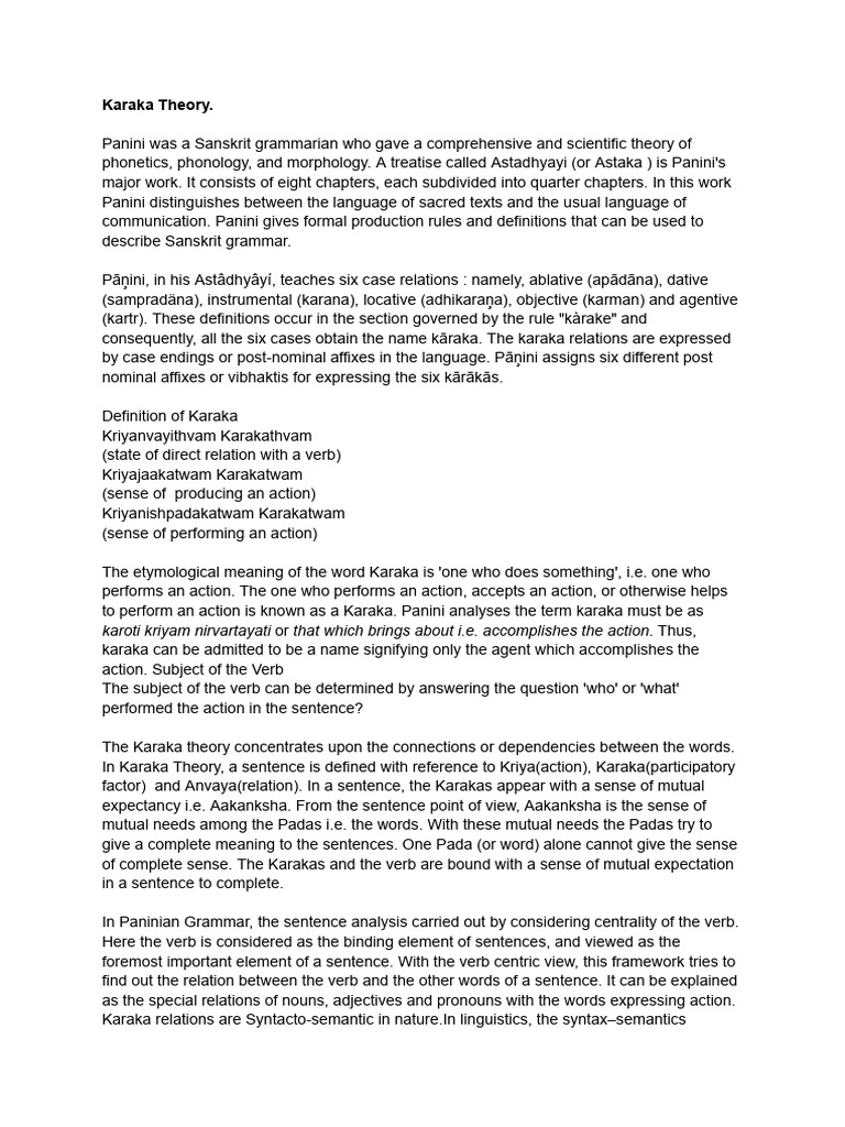 Karaka Theory | PDF | Semantics | Word