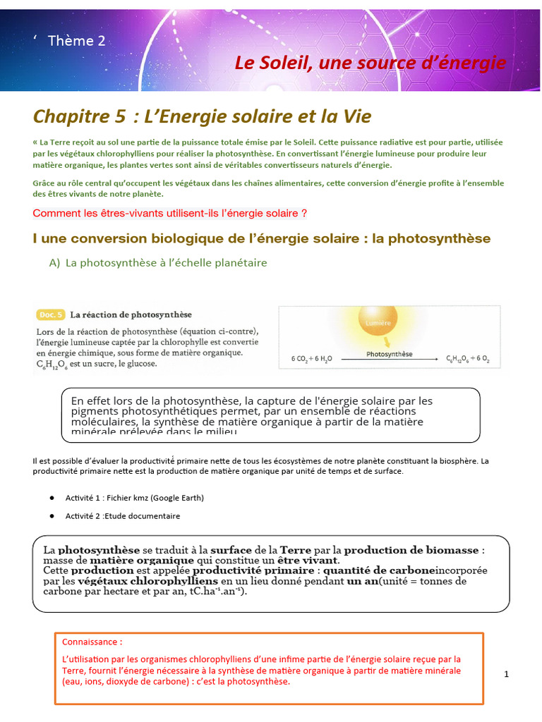 cours-ES-chap-2-SVT L'énergie Solaire Et Photosynthèse | PDF | Manger ...