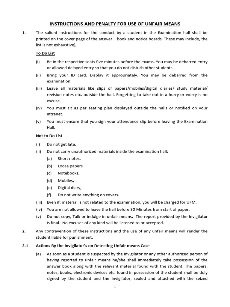 Policy On Unfair Means 1 | PDF | Justice | Crime & Violence