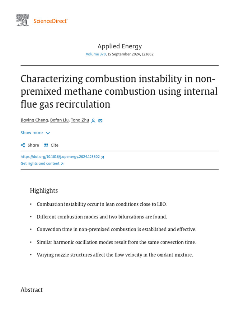 Characterizing Combustion Instability in Non-Premixed Methane ...