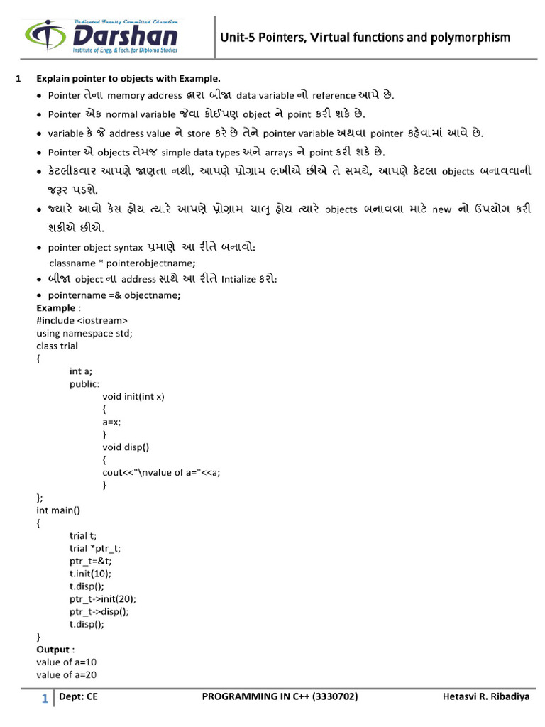 CPP GTU Study Material E-Notes Unit-5 14112019053559AM | PDF