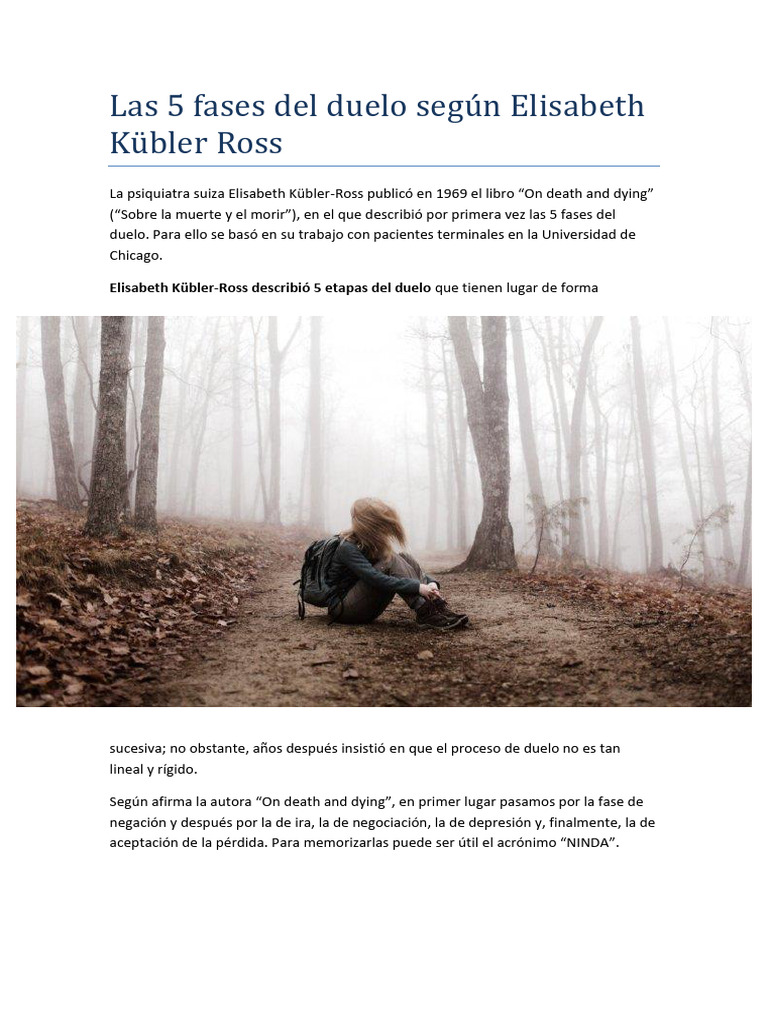 Las 5 Fases Del Duelo Según Elisabeth Kübler Ross | PDF | Dolor ...
