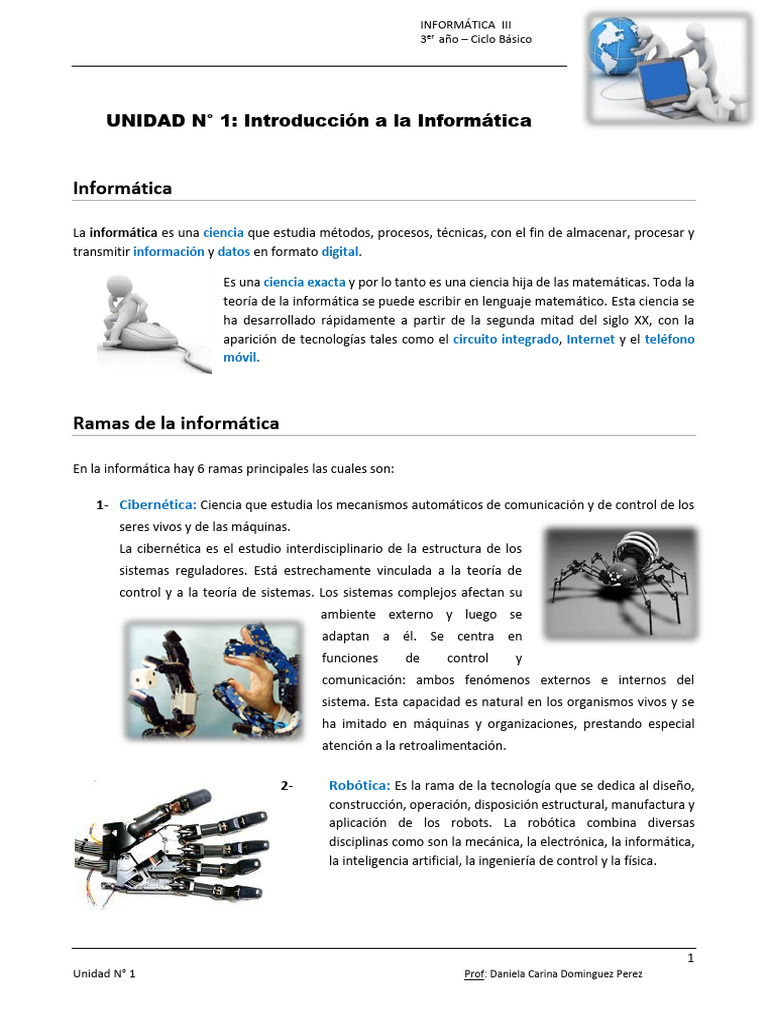 Actividad N - 1 - Unidad I - Inform-Tica III | Descargar gratis PDF | Informática | Cibernética