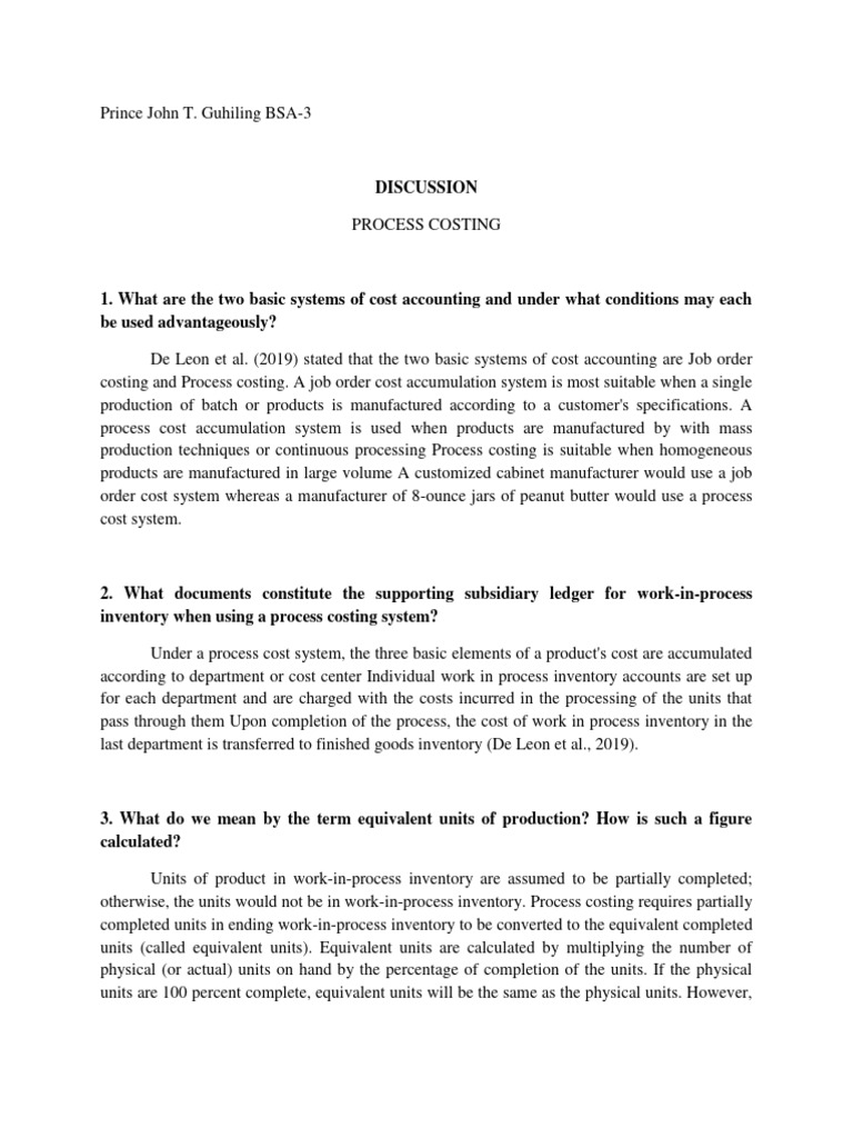 Process Costing-Discussion | PDF | Inventory | Cost