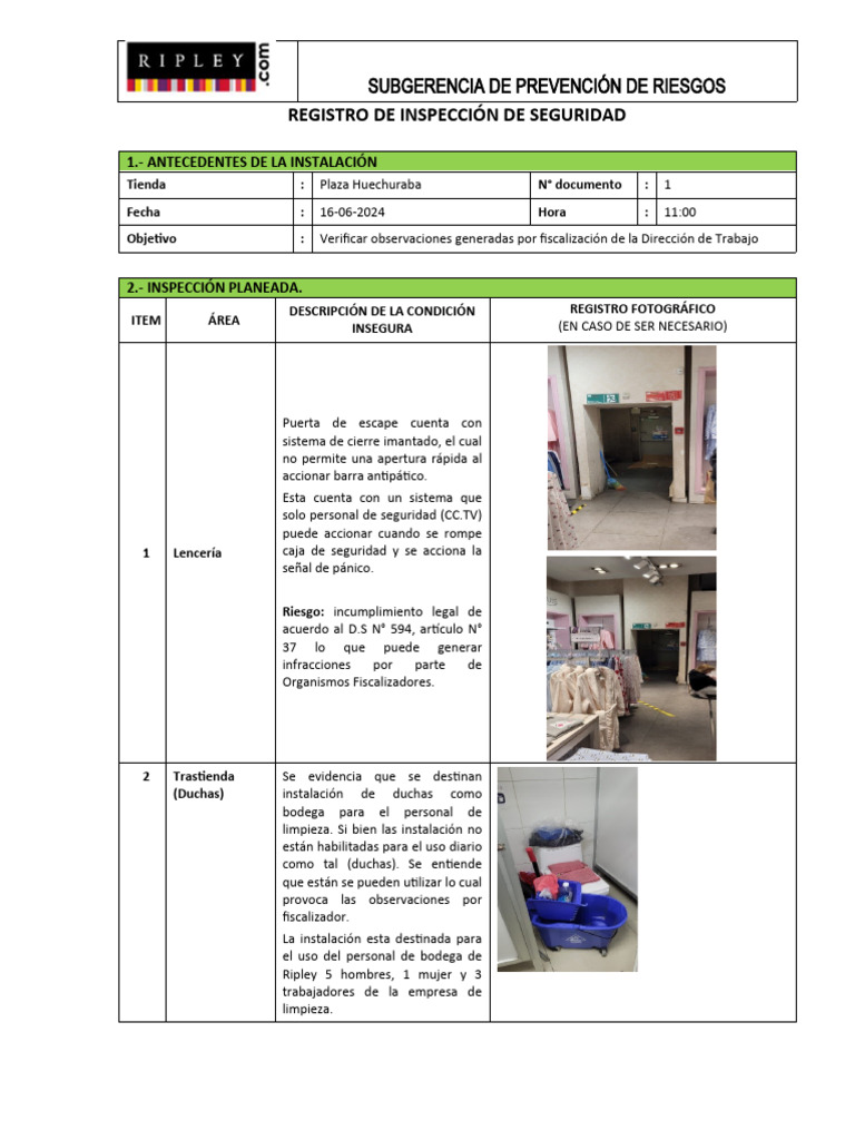 Formato informe de inspección | PDF