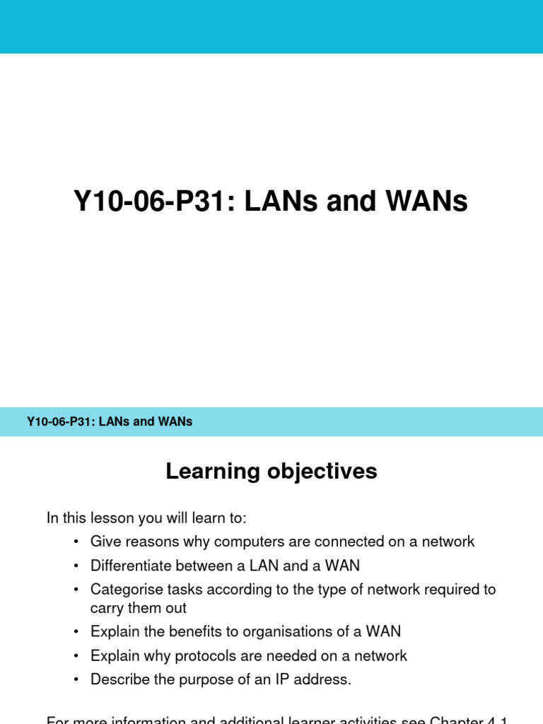 Y10-06-P31: Lans and Wans | PDF | Computer Network | Ip Address