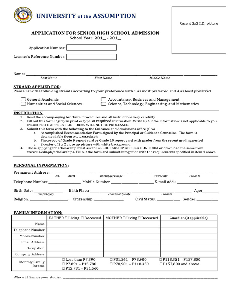 SHS-application-form-SY2018-2019-revised | PDF