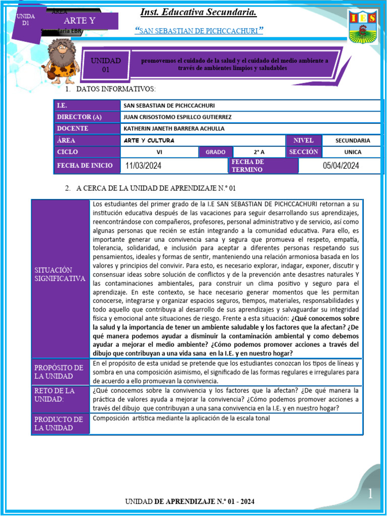 Unidad 1 Segundo Grado | PDF | Aprendizaje | Software de la aplicacion
