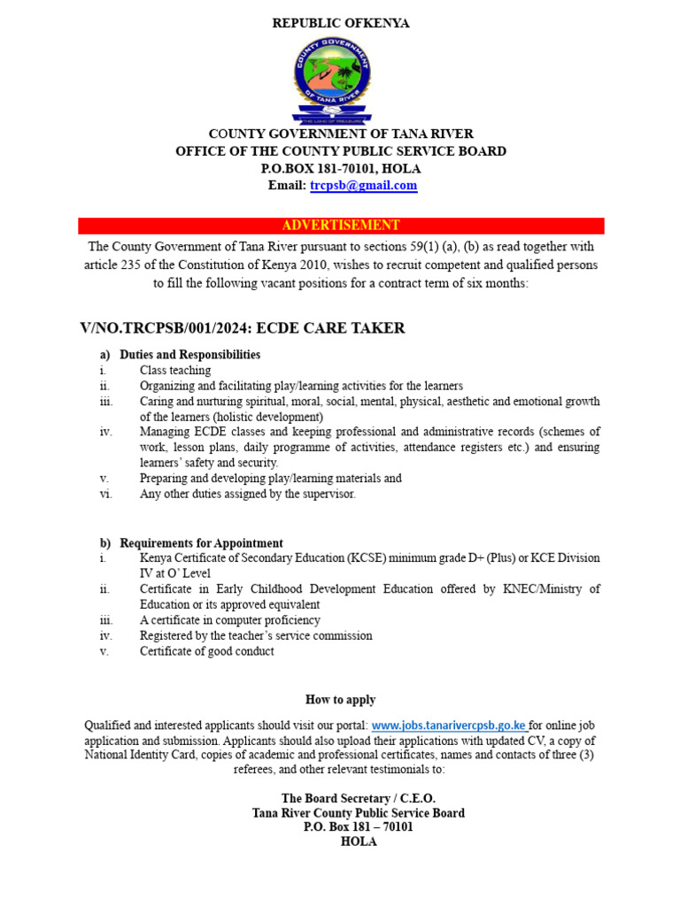 Ecde Advert 2024 - 1706101646 | PDF | Recruitment