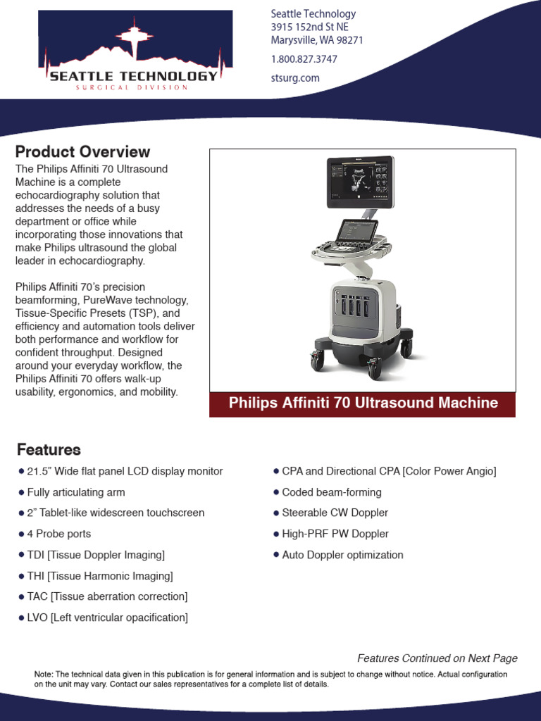 Philips Affiniti 70 Ultrasound Overview | PDF | Medical Ultrasound ...