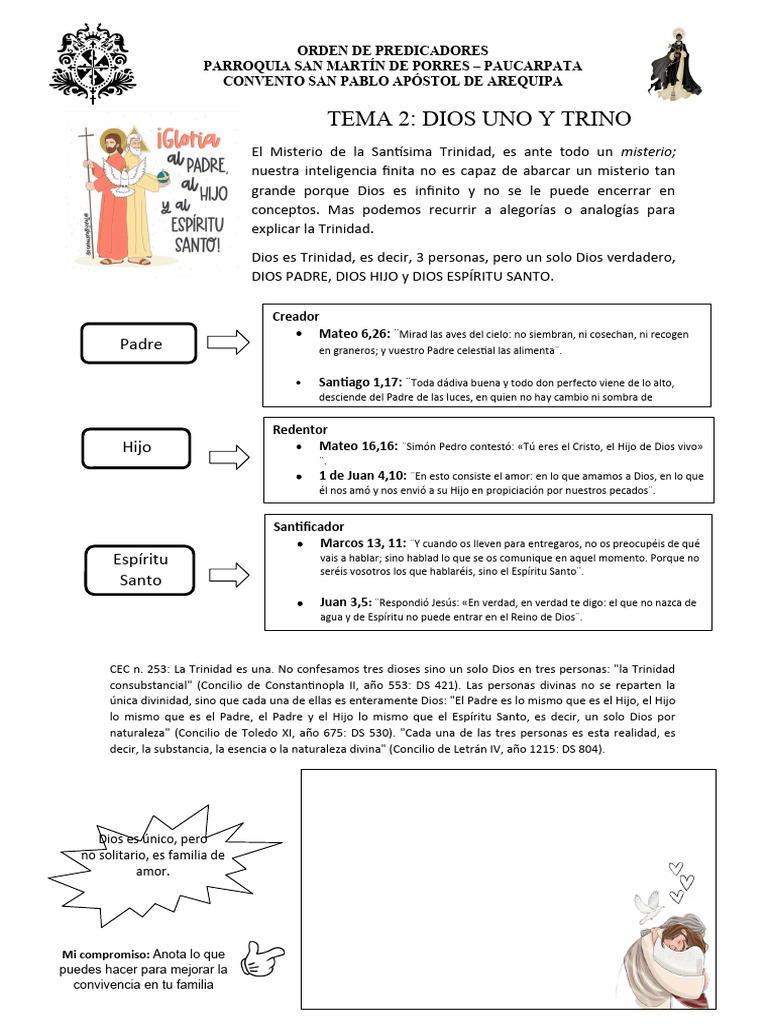Ficha Dios Uno y Trino | PDF | Trinidad | Dios el padre