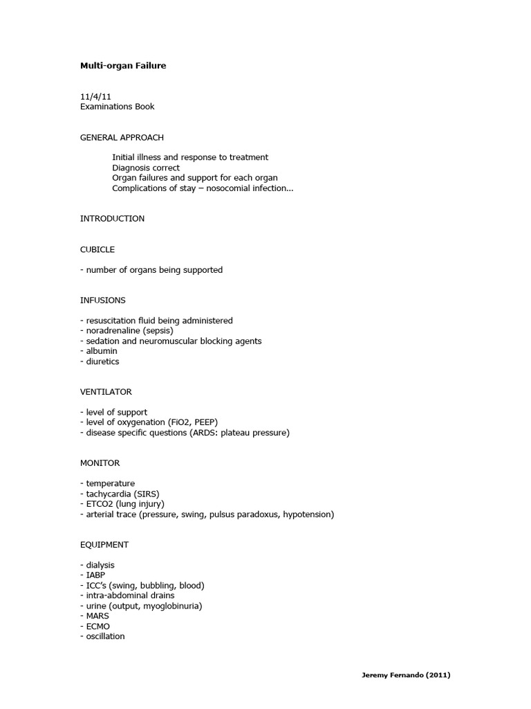 Understanding Multi-Organ Failure Management | PDF