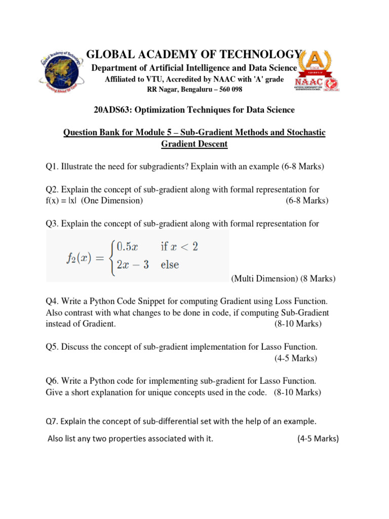 Module 5 - QB - Optimization Techniques | PDF | Stochastic | Algorithms And Data Structures