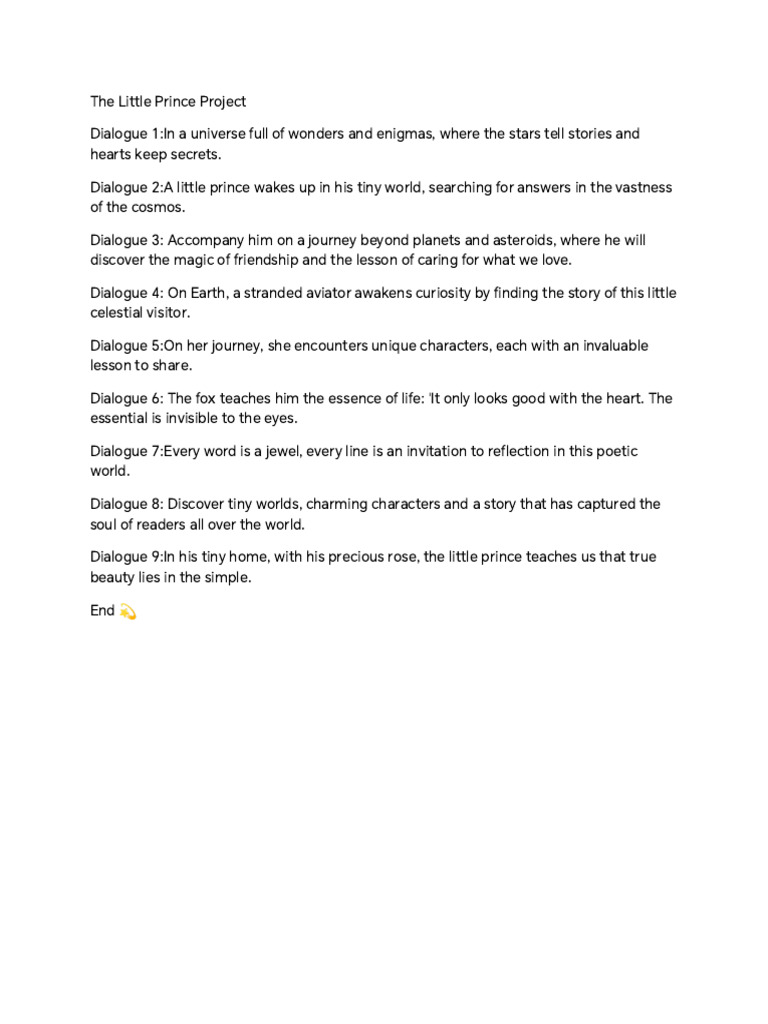 The Little Prince Project | PDF