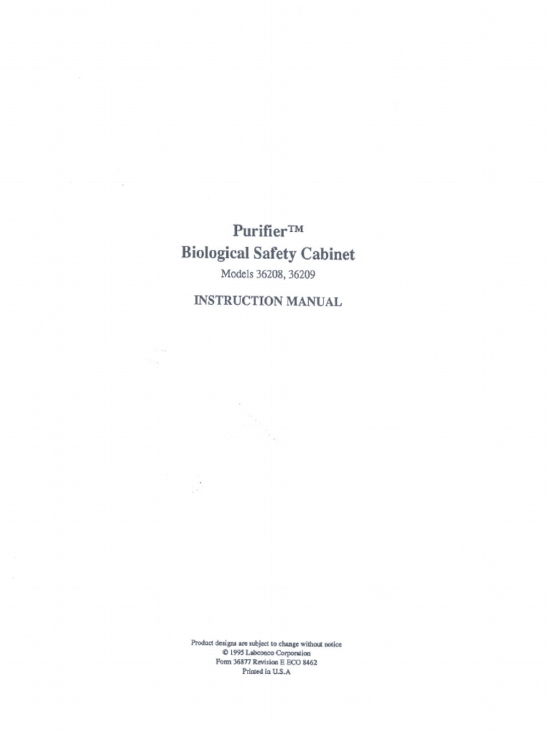 Labconco Purifierbiologicalsafetycabinet 36208 36209 | PDF