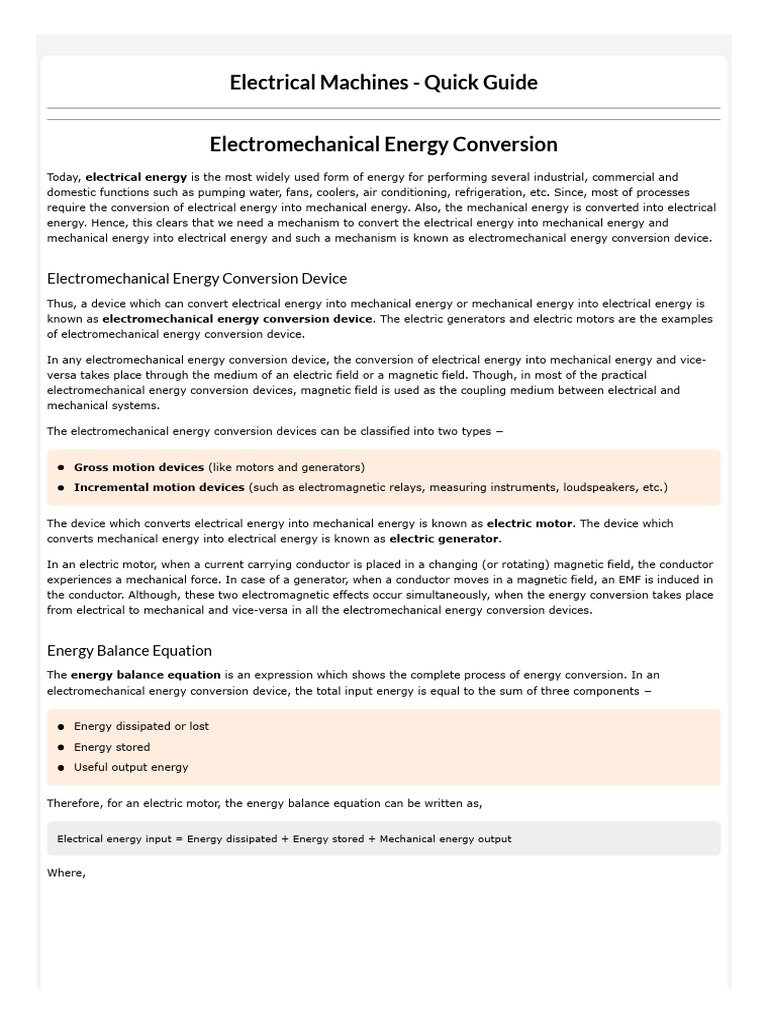 Electrical Machines - Quick Guide | Download Free PDF | Transformer ...