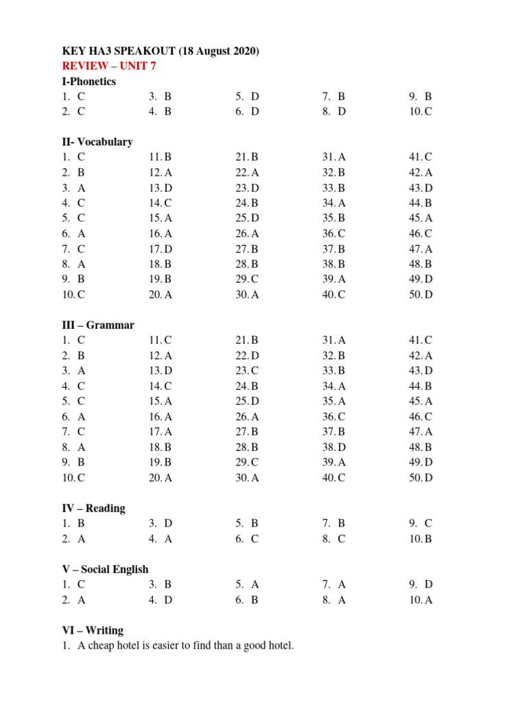 18.8.2020 Key Ha3 Speakout | PDF