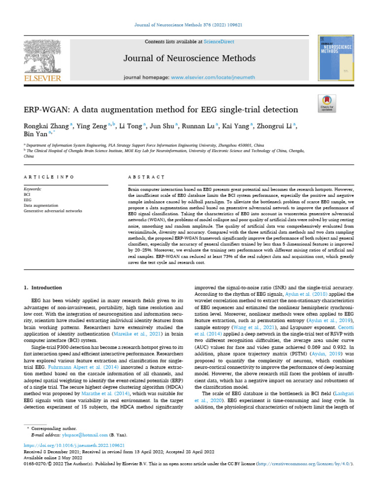 Erp-Wgan - A Data Augmentation Method For Eeg Single Trial Detection | Download Free PDF ...