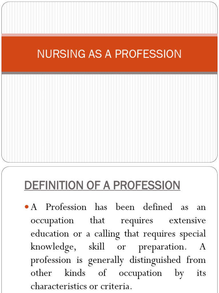 Criteria Defining Nursing as a Profession | PDF | Profession | Nursing
