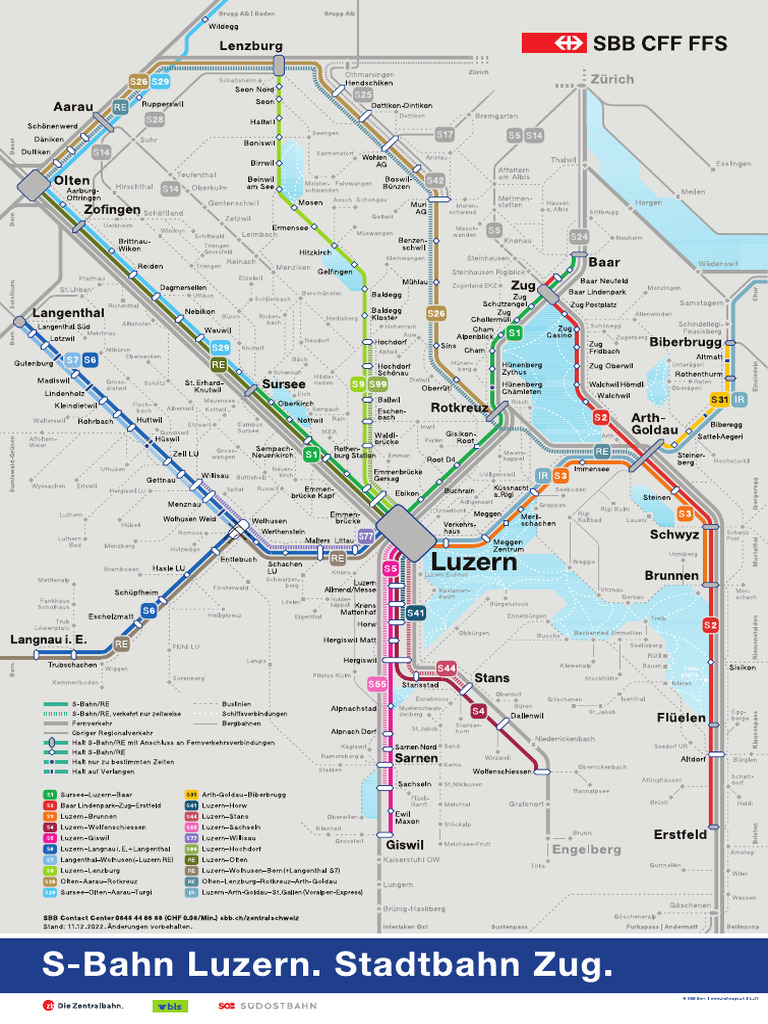 Sbb Rv Luzern a2 2022 Network Map | PDF
