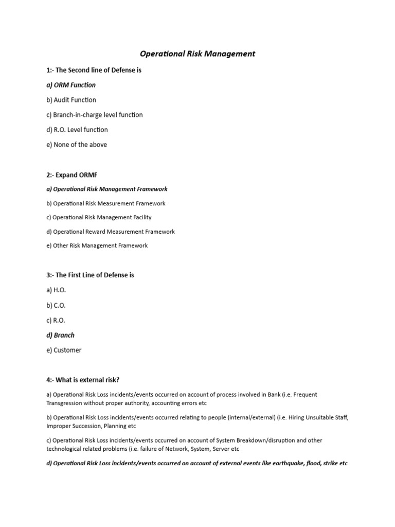 Operational Risk Management ORM | Download Free PDF | Operational Risk ...