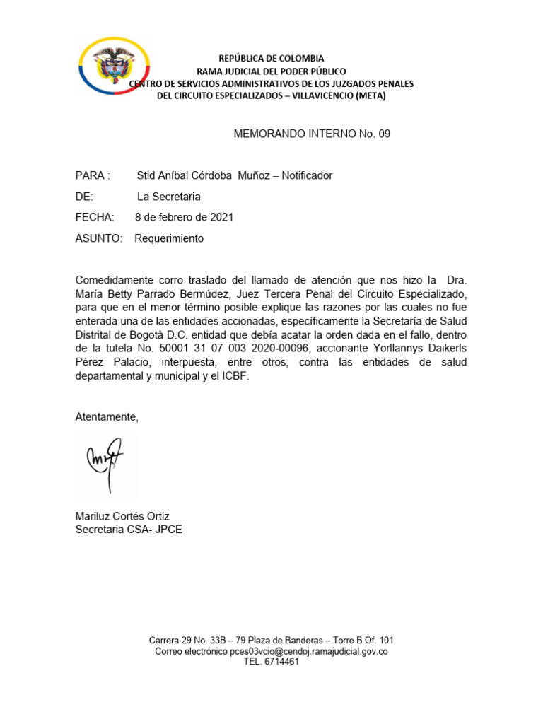 MEMORANDO INTERNO No 9 | PDF