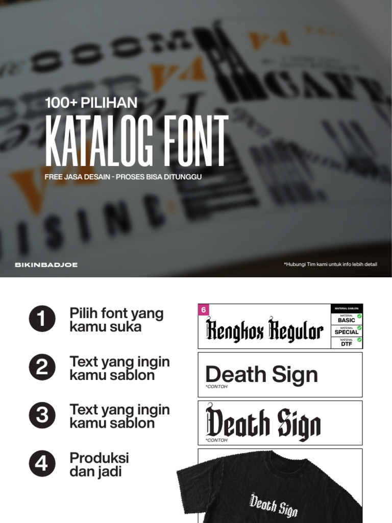 Katalog Font dan Jasa Sablon Gratis | PDF
