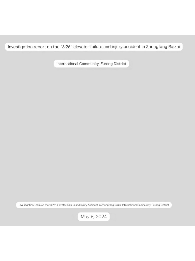 Report-Elevator (Lift) Accident in China (Furong District) | PDF
