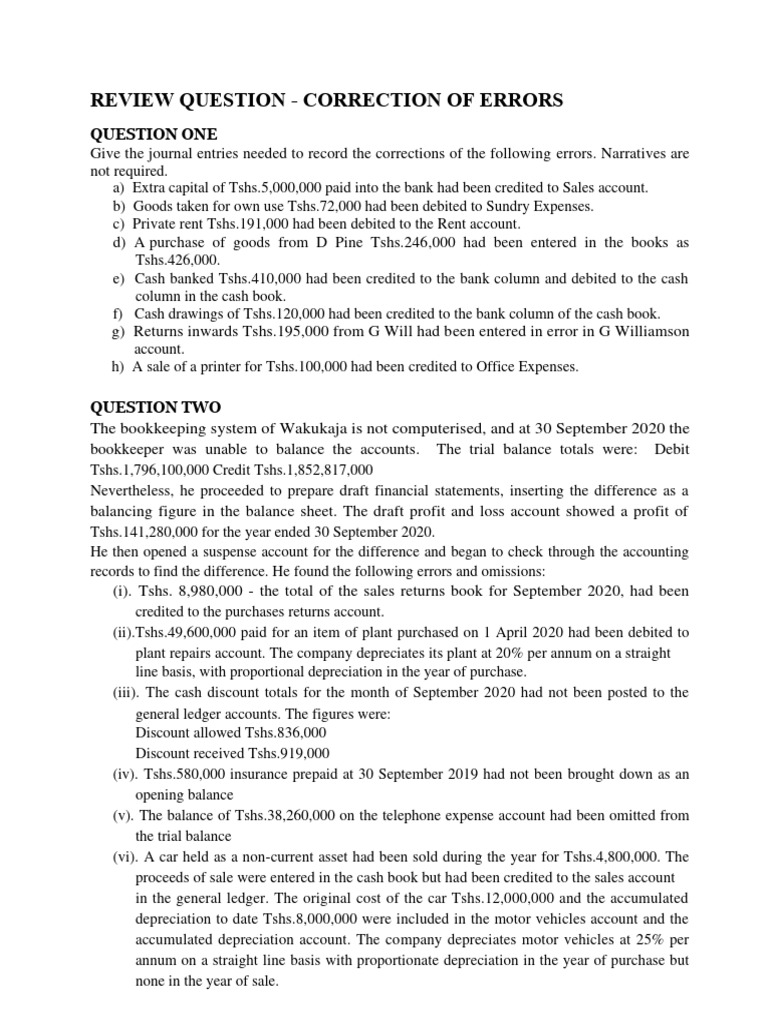 Tutorial 2. Correction of Errors 2024 | PDF | Debits And Credits ... Tutorial 2. Correction of Errors 2024 | PDF | Debits And Credits ...