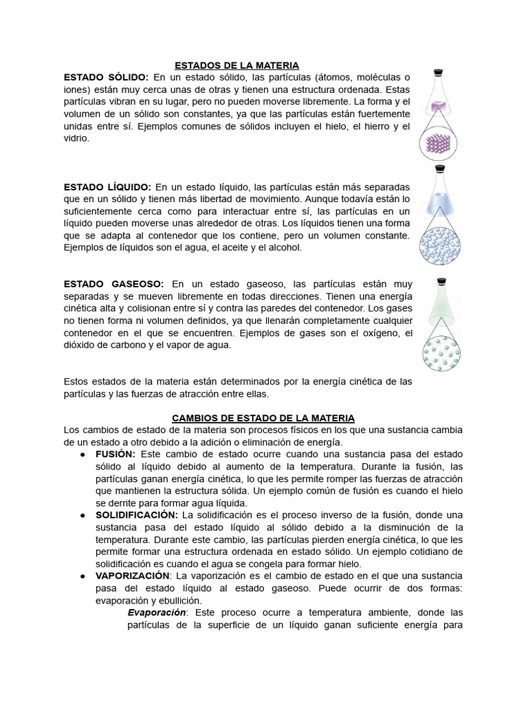 Estados de La Materia. 4to - C | PDF | Gases | Líquidos