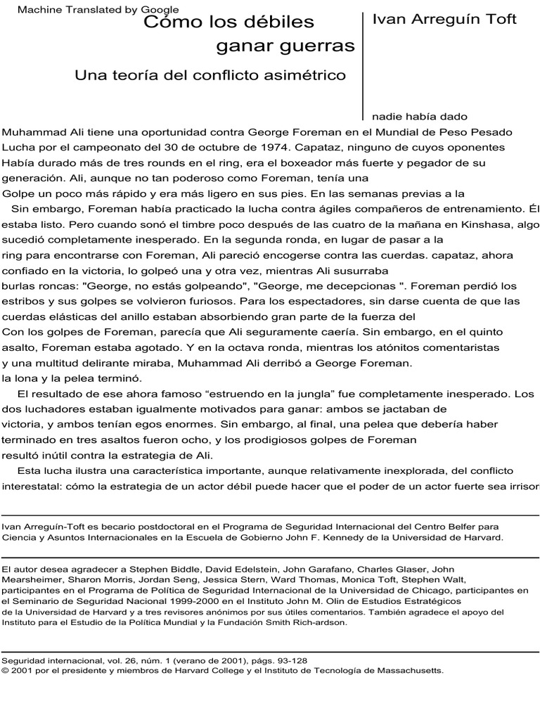 Arreguin-Toft IS | PDF | Guerra relámpago | Muhammad Ali