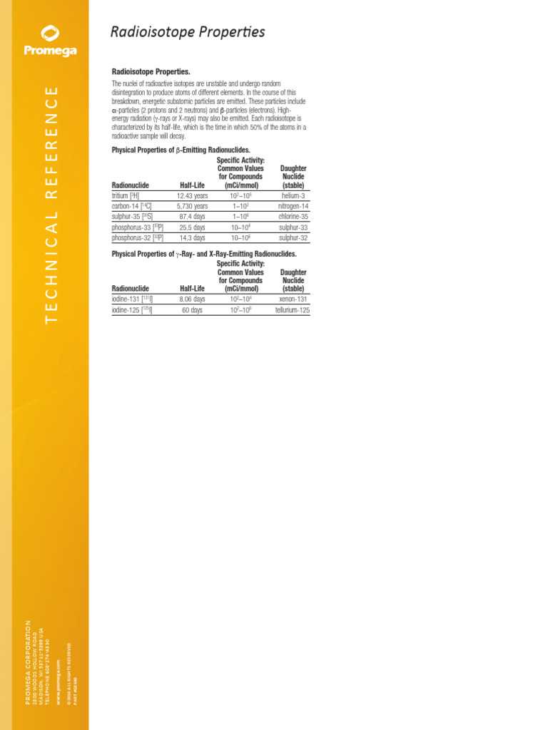 Radioisotope Properties | PDF | Radioactive Decay | Radionuclide