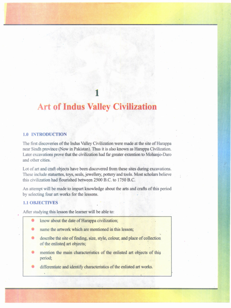 L-1 Art of Indus Valley Civilization | PDF