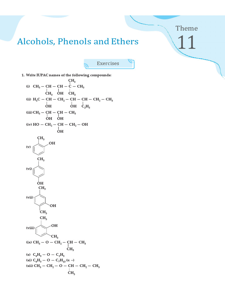 NCERT Solutions For Class 12 Chemistry Chapter 11 Alcohols, Phenols and Ethers | PDF | Ether ...