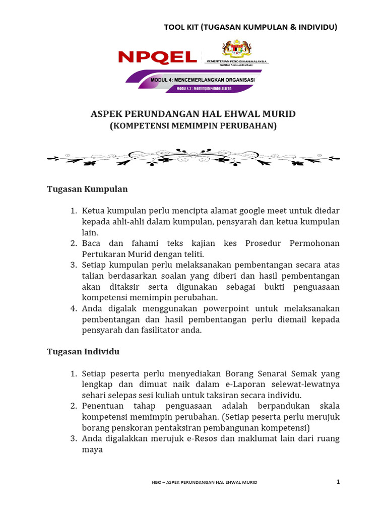 1a Tool Kit 1 Tugasan Kumpulan Dan Individu | PDF