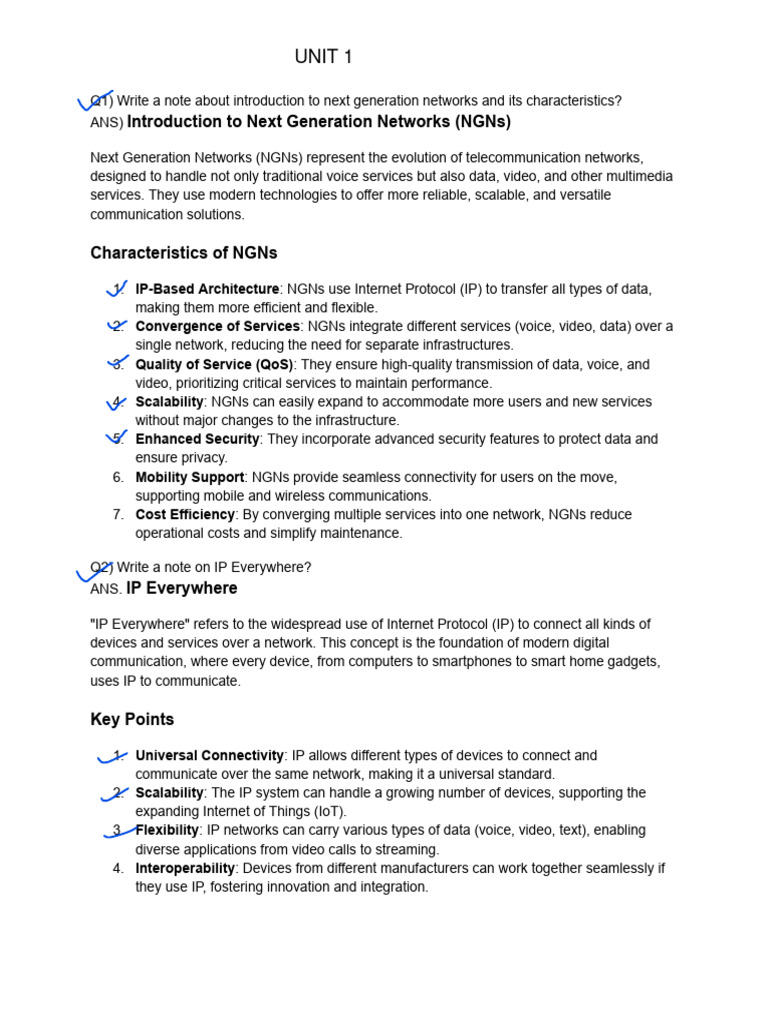 NGN Notes of All Units | PDF | Computer Network | Voice Over Ip