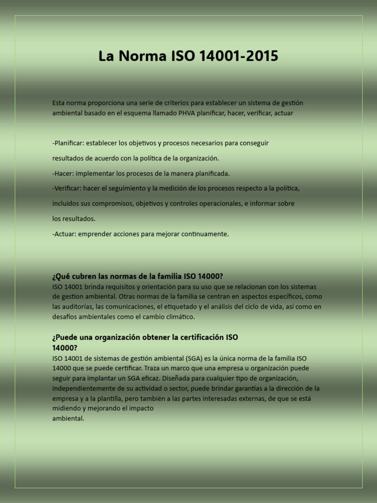 Guía sobre la Norma ISO 14001:2015 | PDF | Evaluación del ciclo de vida ...