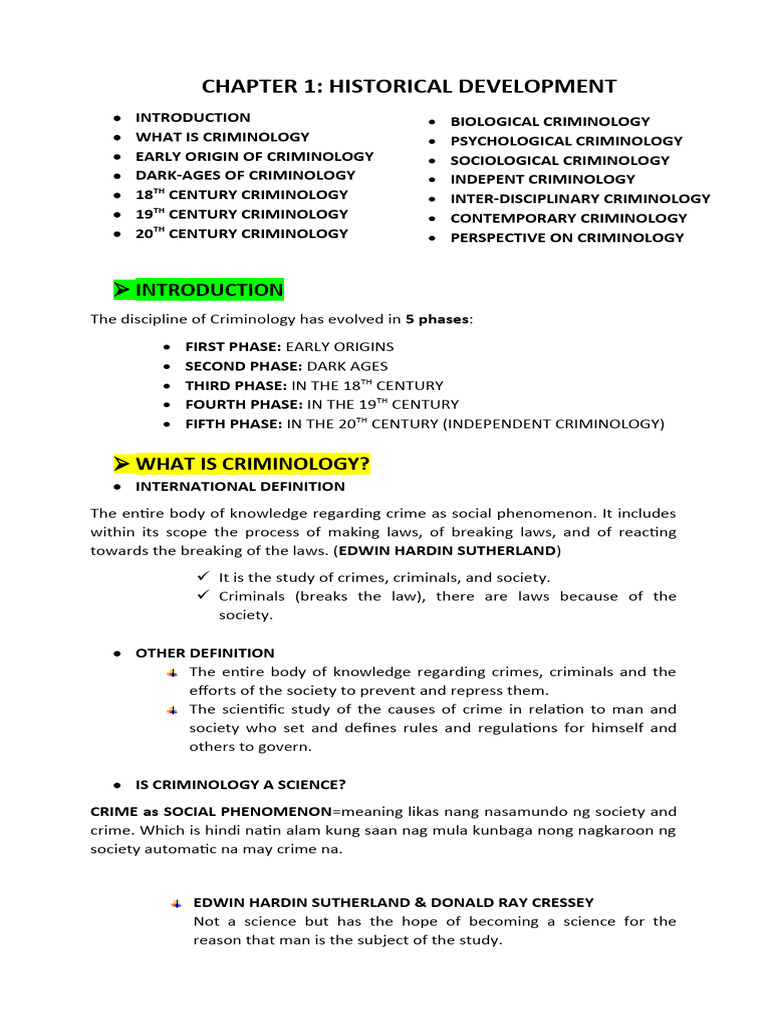 Chapter 1 - Historical Development | PDF | Criminology | Crimes