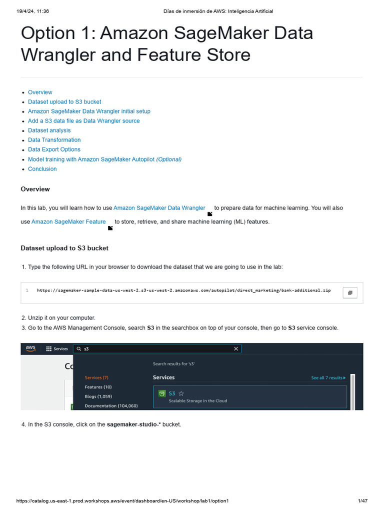Lab1-01 - Amazon Sagemaker Data Wrangling and Features Storel | PDF ... Lab1-01 - Amazon Sagemaker Data Wrangling and Features Storel | PDF ...