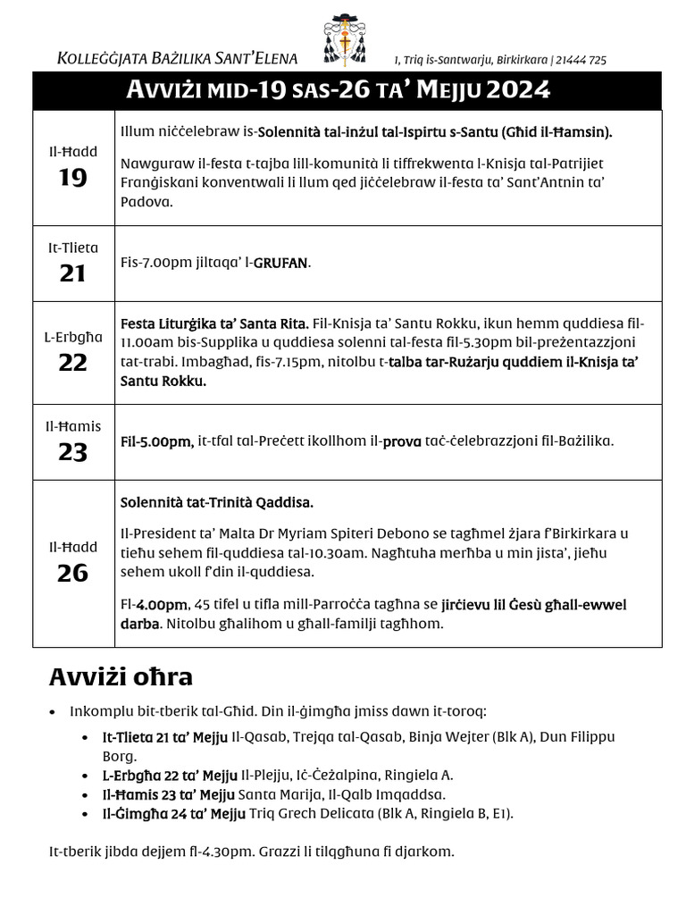 Avvizi 26 Ta' Mejju 2024 | PDF