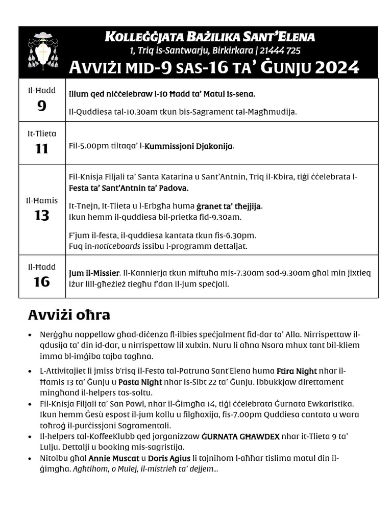 Avvizi 16 Ta' Ġunju 2024 | PDF