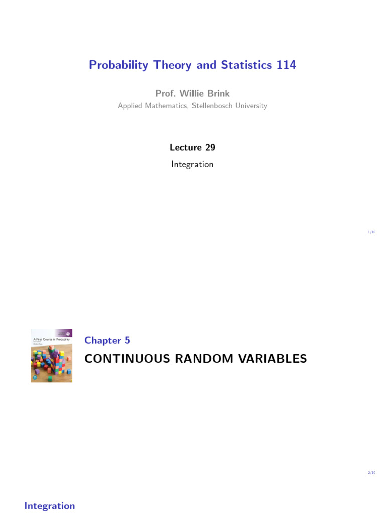 Continuous Random Variables Integration | PDF | Integral | Applied ...