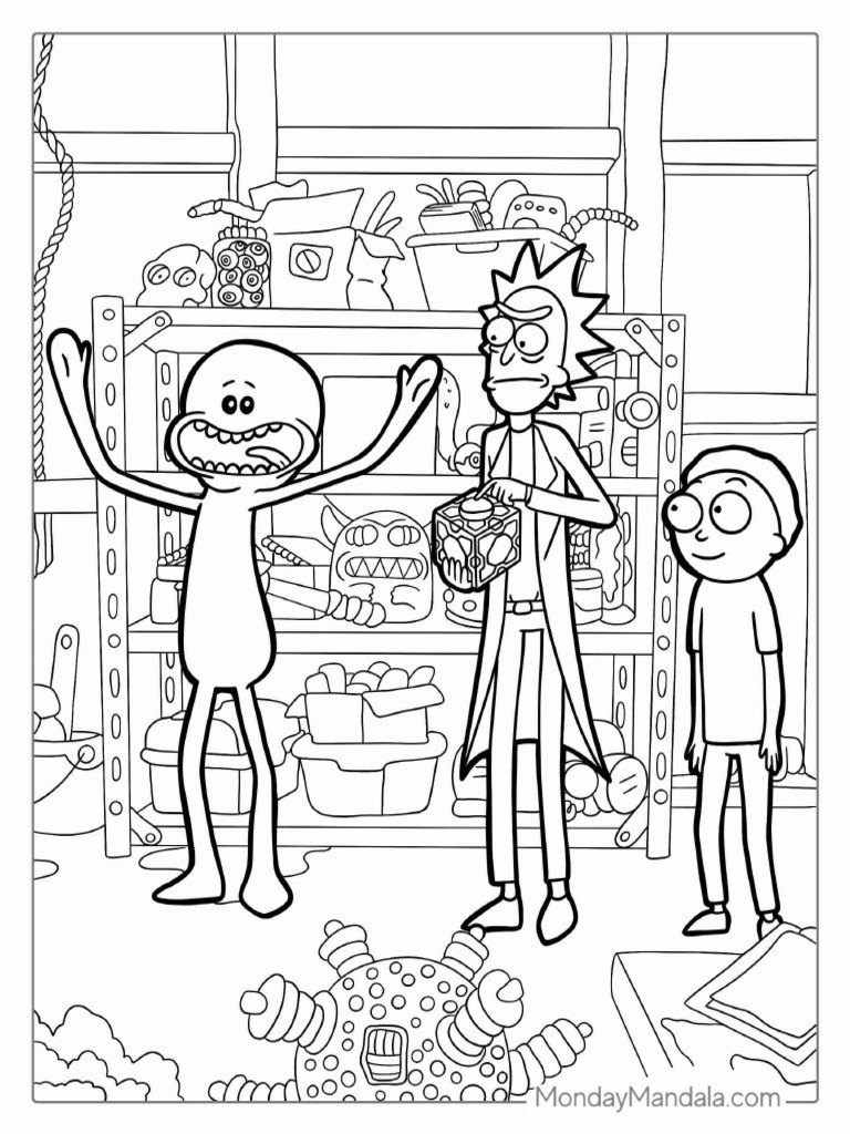 Rick Morty and Mr. Meeseeks Coloring Sheet | PDF