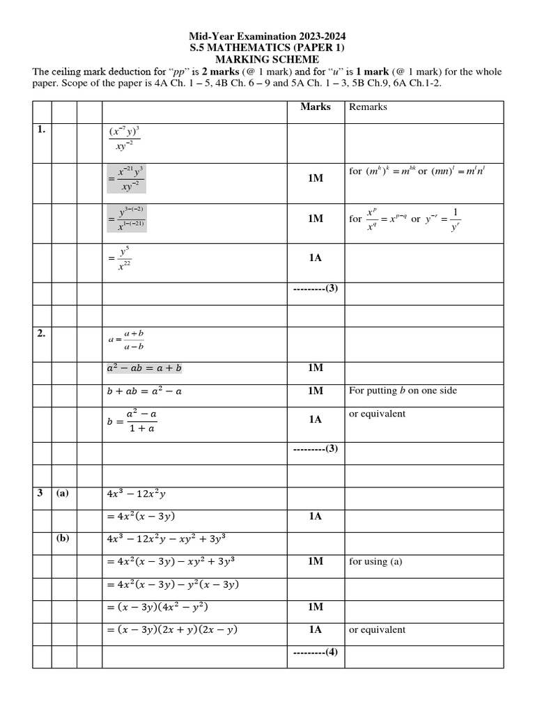 S5 23-24 Midterm Paper1 MS | PDF | Mathematics | Analytic Geometry